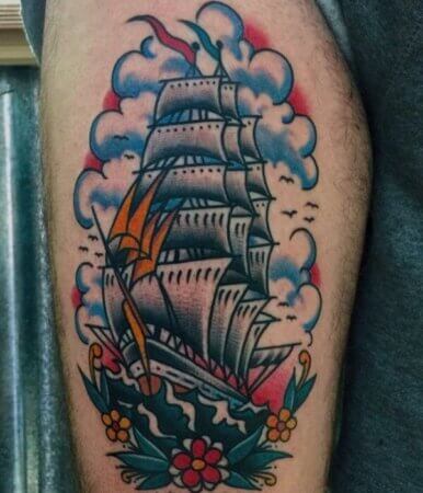 40+ Top Eye-Catching Ship Tattoo Designs Ideas