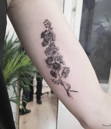 20 Gorgeous Larkspur July Birth Flower Tattoo Ideas